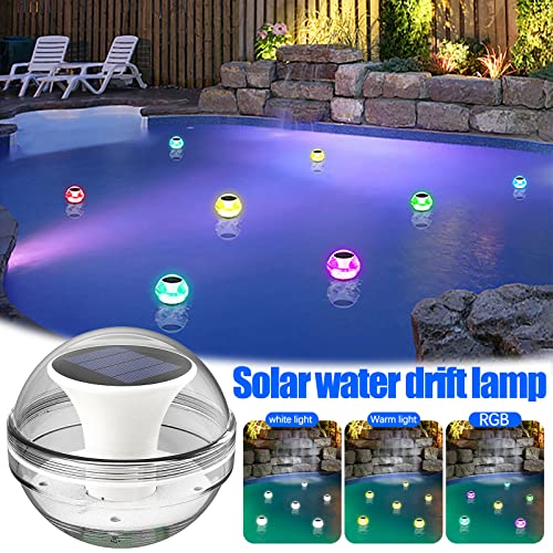 Floating Pool Light, Solar Powered Lamp, Outdoor Landscape Lighting Ball Lights for Swimming Pool Garden Patio Lawn (Clear)