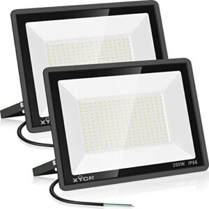 xycn 200w led flood light 2 pack, 22500lm super bright security lights, ip66 waterproof outdoor flood light, 5000k daylight white floodlight for yard, garden,basketball court, arena