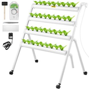 vevor hydroponics growing system, 36 sites 4 pipes hydroponic system, 4 layers hydroponic kit, vertical hydroponic growing system with water pump, pump timer, nest basket, sponge for fruit vegetables