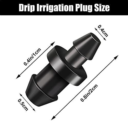 300 Pieces Drip Irrigation Plugs Drip Irrigation 1/4 Inch Tube Closure Goof Hole Plugs Irrigation Stopper for Home Garden Lawn Supplies, Black