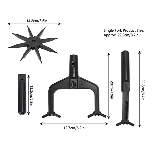 Fewb Rotary Cultivator Tiller, 2 in 1 Handheld Garden Rotary Tiller Cultivator with Detachable Tines, Manual Lawn Aerator Reseeding Grass Soil Mixing Seed Planting Tool for Cultivate Easily