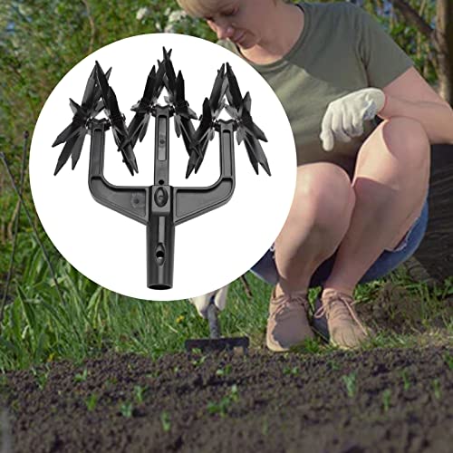 Fewb Rotary Cultivator Tiller, 2 in 1 Handheld Garden Rotary Tiller Cultivator with Detachable Tines, Manual Lawn Aerator Reseeding Grass Soil Mixing Seed Planting Tool for Cultivate Easily