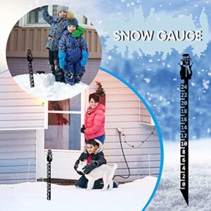 Gift 24cm Snowflake Snow Measuring Instrument Snowmobile Snow Measuring Instrument Metal Snow Measuring Ruler Outdoor Garden Ornament Cup Cradle with Level (Black, One Size)