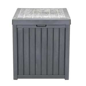 spaco 51gal 195l outdoor garden plastic storage deck box lockable seat waterproof outdoor patio garden furniture for indoor, outdoor, garden, courtyard (grey)