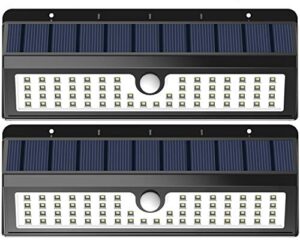 lemontec solar lights, 62 led wall solar light outdoor security lighting nightlight with motion sensor detector for garden back door step stair fence deck yard driveway, 2 pack