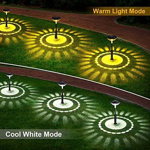 FEELIGHT Solar Pathway Lights, Garden Lights Solar Powered Waterproof IP67, Bright LED Solar Outdoor Landscape Lighting Solar Pathway Lights for Walkway Yard Backyard Lawn Landscape Decorative