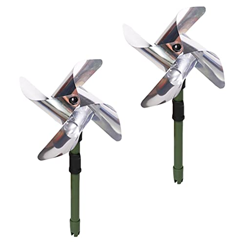 Happyyami 2pcs Reflective Pinwheels with Stakes Bird Blinder Deterrent Windmill Scare Birds Device Away Sparkly Pin Wheel for Garden Outdoor Farm Yard Decoration