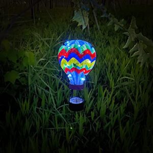 SUBOLO Hanging Solar Lantern Outdoor Garden Metal Glass Hot Air Balloon Shape LED Light Solar Powered Waterproof Landscape Table Lamp for Patio, Yard and Pathway - 1 Pc