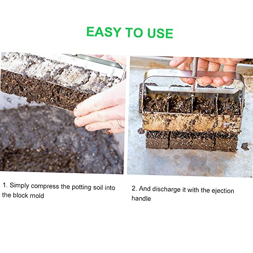 Irfora Handheld Soil Blocker 2-Inch Soil Block Maker Soil Blocking Tool with Dibbles Dibbers for Garden Prep