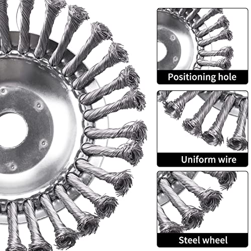 PLUMIA 8 Inch Steel Wire Rotary Brush Cutter Trimmer Head Weed Blade Cutter with Universal Adapter Kit Compatible with Husqvarna, Stihl, String Trimmers, Gardening Lawnmower, Moss Grass Rust Removal