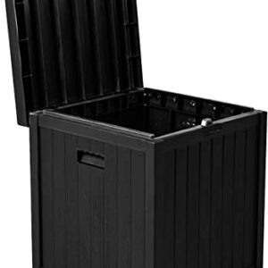 Patiomore 51 Gallon Deck Box Resin Outdoor Storage Box for Gardening Tools, Patio Cushions & Pillows, Pet Stuff and Pool Accessories, Black