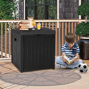 Patiomore 51 Gallon Deck Box Resin Outdoor Storage Box for Gardening Tools, Patio Cushions & Pillows, Pet Stuff and Pool Accessories, Black