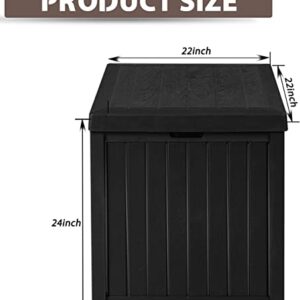 Patiomore 51 Gallon Deck Box Resin Outdoor Storage Box for Gardening Tools, Patio Cushions & Pillows, Pet Stuff and Pool Accessories, Black