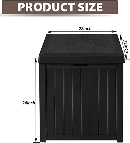 Patiomore 51 Gallon Deck Box Resin Outdoor Storage Box for Gardening Tools, Patio Cushions & Pillows, Pet Stuff and Pool Accessories, Black