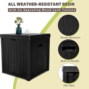 Patiomore 51 Gallon Deck Box Resin Outdoor Storage Box for Gardening Tools, Patio Cushions & Pillows, Pet Stuff and Pool Accessories, Black