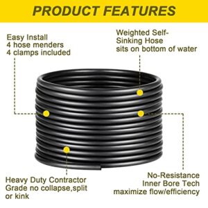 100 feet ⅜ inch Self Sinking Aeration Hose With Four Stainless Steel Hose Clamps and Four Menders,Use for Pond, Garden and Lake Aeration of Aeration and Water Re-circulatio