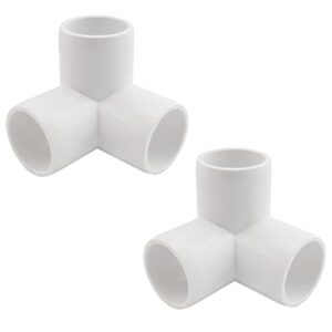 marrteum 1-1/2 inch 3 way pvc fitting furniture grade pipe corner elbow for greenhouse shed / tent connection / garden support structure / storage frame [pack of 2]