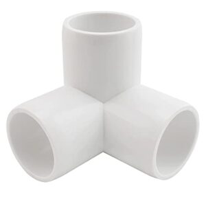 MARRTEUM 1-1/2 Inch 3 Way PVC Fitting Furniture Grade Pipe Corner Elbow for Greenhouse Shed / Tent Connection / Garden Support Structure / Storage Frame [Pack of 2]