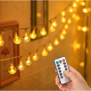 Cosumina 33 FT 80 LED Battery Operated Globe Ball String Lights Fairy String Lights Decor for Bedroom Patio Indoor & Outdoor Party Wedding Christmas Tree Garden Lawn Landscape with Remote Warm White