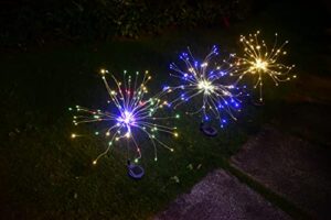 guiheng solar garden lights outdoor,2 pack each 120 led solar fire work lights, diy waterproof solar string lights for patio,yard decoration (8, multi-colored)