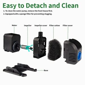 Fountain Pond Submersible Water Pump: 45W 660GPH Adjustable Quiet Outdoor Pump with 2 Nozzles 32ft Power Cord for Small Garden Aquarium Circulation Hydroponics Statuary