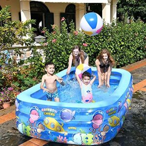 Family Inflatable Swimming Pool, Full-Sized Inflatable Kiddie Pool Thick Wear-Resistant Lounge Pools Above Ground for Baby, Kids, Adults Toddlers Outdoor Garden Backyard