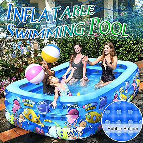 Family Inflatable Swimming Pool, Full-Sized Inflatable Kiddie Pool Thick Wear-Resistant Lounge Pools Above Ground for Baby, Kids, Adults Toddlers Outdoor Garden Backyard