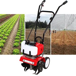 tfcfl tfcfl 2-stroke 52cc mini tiller engine, garden petrol power soil garden cultivator yard plant farm tilling tool 6500rpm for yard garden farm 1.9kw with blade 4 pieces / 22.5cm (52cc style1)