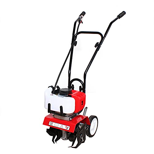 TFCFL TFCFL 2-Stroke 52cc Mini Tiller Engine, Garden Petrol Power Soil Garden Cultivator Yard Plant Farm Tilling Tool 6500RPM for Yard Garden Farm 1.9KW with Blade 4 Pieces / 22.5cm (52CC Style1)