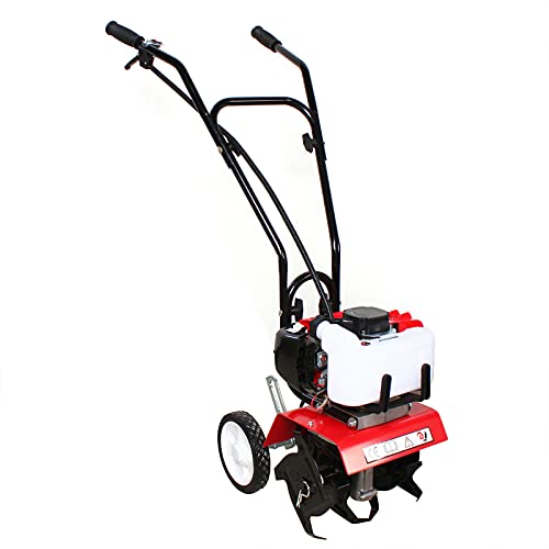 TFCFL TFCFL 2-Stroke 52cc Mini Tiller Engine, Garden Petrol Power Soil Garden Cultivator Yard Plant Farm Tilling Tool 6500RPM for Yard Garden Farm 1.9KW with Blade 4 Pieces / 22.5cm (52CC Style1)