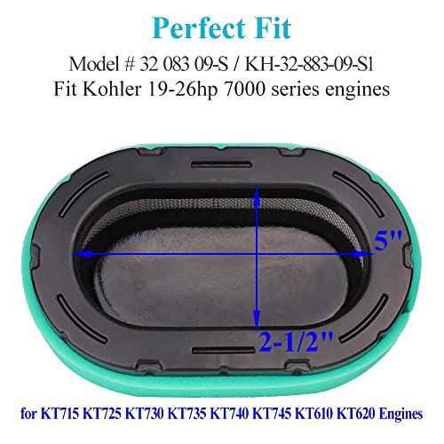 HOODELL KH-32-883-09-S1 Air Filter Fit Kohler KT745 KT740 KT735 KT730 KT725 KT715 Engine Cub Cadet XT1 XT2 Lawn Mower, Premium 32 083 09-S Air Filter