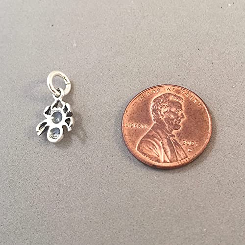 SPIDER .925 Sterling Silver 3-D Charm Pendant Garden Insect Bug Small Scary Halloween New IN10