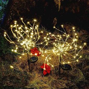 solar firework light, epicgadget 105 led warm light outdoor firework solar garden decorative lights for walkway pathway backyard christmas decoration parties (warm white) (2 pieces)