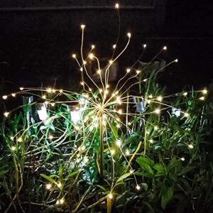 Solar Firework Light, Epicgadget 105 LED Warm Light Outdoor Firework Solar Garden Decorative Lights for Walkway Pathway Backyard Christmas Decoration Parties (Warm White) (2 Pieces)