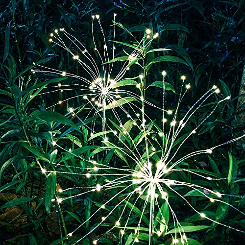 Solar Firework Light, Epicgadget 105 LED Warm Light Outdoor Firework Solar Garden Decorative Lights for Walkway Pathway Backyard Christmas Decoration Parties (Warm White) (2 Pieces)