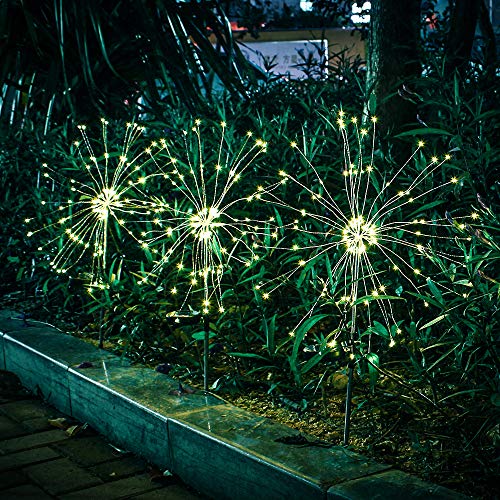 Solar Firework Light, Epicgadget 105 LED Warm Light Outdoor Firework Solar Garden Decorative Lights for Walkway Pathway Backyard Christmas Decoration Parties (Warm White) (2 Pieces)