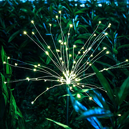 Solar Firework Light, Epicgadget 105 LED Warm Light Outdoor Firework Solar Garden Decorative Lights for Walkway Pathway Backyard Christmas Decoration Parties (Warm White) (2 Pieces)