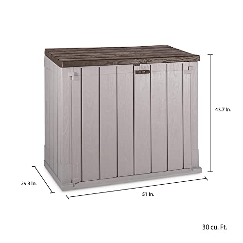 Toomax Stora Way All-Weather Outdoor XL Horizontal 5' x 3' Storage Shed Cabinet for Trash Can, Garden Tools, & Yard Equipment, Taupe Gray/Brown