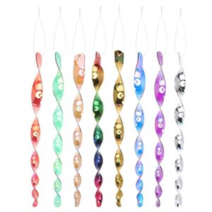 cabilock 8pcs bird blinder reflective hanging decoy pendant sparkly holographic deterrent bird device for orchard garden 30cm mixed color