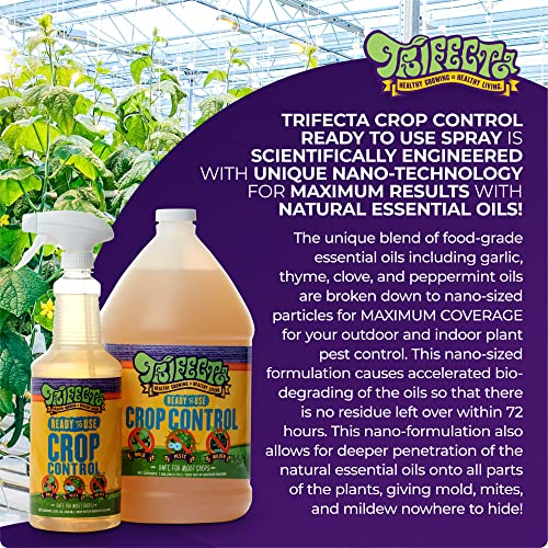 Trifecta Crop Control Ready to Use Maximum Strength Natural Pesticide, Fungicide, Miticide, Insecticide, Help Defeat Spider Mites, Powdery Mildew, Botrytis and Mold on Plants 32 OZ Size