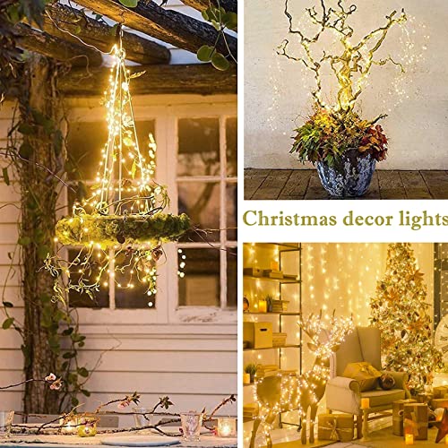 ANGMLN Solar Waterfall Fairy Bunch Lights Outdoor Waterproof,200 LEDs 8 Modes Watering Can Light (No Watering can), Solar Powered Firefly Moon Plants Christmas Tree Vines Decorations