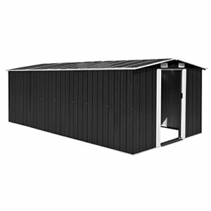 tidyard garden storage shed with vents metal steel double sliding doors outdoor tood shed patio lawn care equipment pool supplies organizer anthracite 101.2 x 192.5 x 71.3 inches (w x d x h)