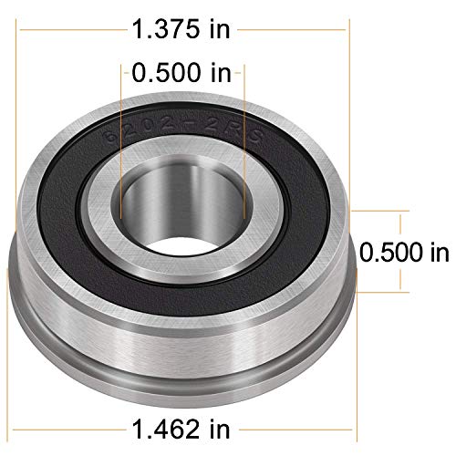 8pcs Flanged Ball Bearing ID 1/2" x OD 1-3/8" Suitable for Lawn Mower, Wheelbarrows, Carts & Hand Trucks Wheel Hub, Replacement for Marathon, Exmark, Stens, Prime Line ＆ Sunbelt.