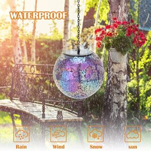 Solar Hanging Lantern Solar Outdoor Lanterns Mosaic Gazing Ball Outdoor Hanging Lights Outdoor Lights Waterproof Garden, Patio, Pathway & Yard Décor (Purple)