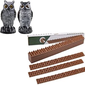 hausse 2 pack fake horned owl | 16.5ft bird spikes