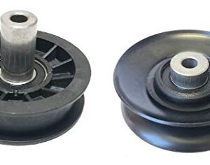 Set of 2 Pulleys, 1 Compatible with Craftsman Poulan Husqvarna V-Idler Pulley 127783 139245 532127783 532139245, 1 Compatible with Flat Idler Pulley 179114 532179114