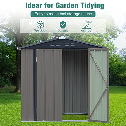 Outdoor Storage Sheds 6' x 4' Garden Storage House Utility Tool Shed for Lawn w/Lockable Door & Air Vent