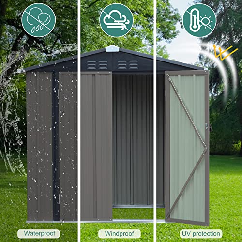 Outdoor Storage Sheds 6' x 4' Garden Storage House Utility Tool Shed for Lawn w/Lockable Door & Air Vent