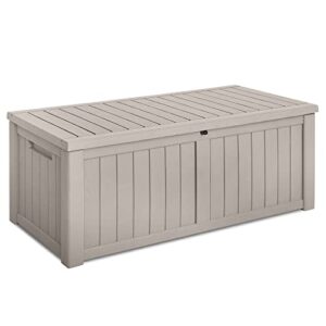 serenelifehome 120-gallon deck storage box – waterproof outdoor large resin,garden tools, patio furniture & sports equipment, water-resistant, weatherproof, lock included (slstbx60)