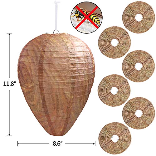 6 Pack Wasp Nest Decoy Safe Hanging Wasp Deterrent for Hornets Yellow Jackets